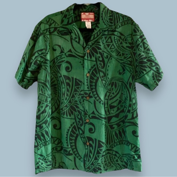 RJC | Shirts | Vintage True Hawaiian Rjc Green Tribal Hawaiian Sz L ...